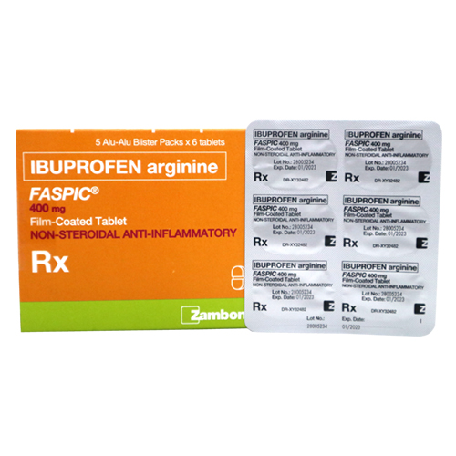 FASPIC Ibuprofen Arginine 400mg Film-Coated Tablet 30's price in the ...